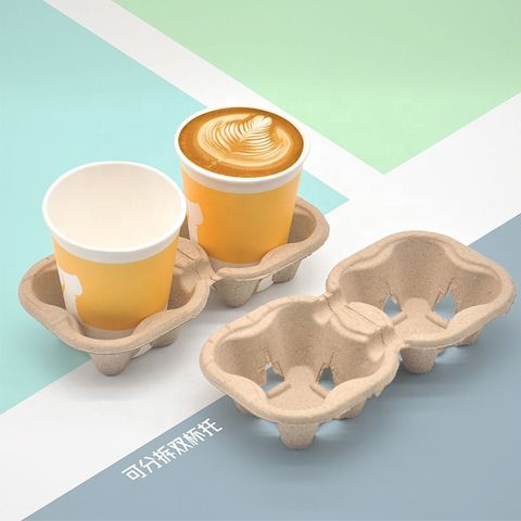 Biodegradable Paper Pulp Holders for 2 cups and 4 cups Recyclable ...