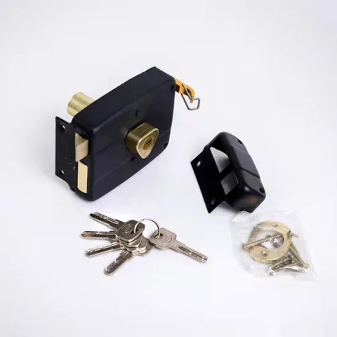 Safety Door Rim Lock with Brass Key Security Gate Lock Part Lock ...