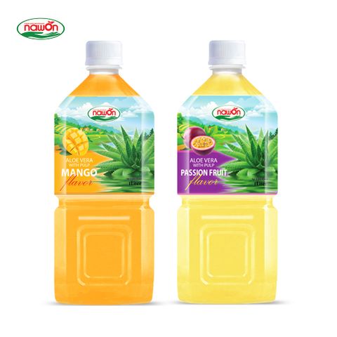 1L Bottle Aloe Vera Drink with Pulp Mango and Passion Fruit Flavor Made ...