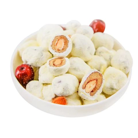 Wholesale Chinese Snacks Sweet Red Dates with Almond Milk Powder Coated ...