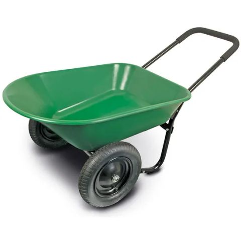 Heavy Duty Two Wheel Barrow with Steel Frame Plastic Tray Double ...