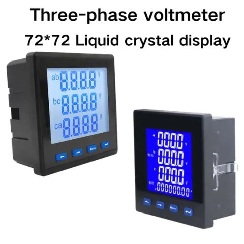 72*72 Three Phase Power Liquid Crystal Display Meter Voltmeter Volt ...