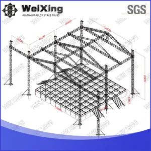 Heavy-Duty Aluminum Stage Truss System with Integrated Roof Span 10-20m ...