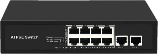 Poe Switch 8+2: 8-Ports Vlan Function for CCTV Network Switch Poe with ...